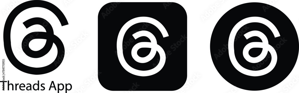 Threads mobile app icons set and logo on white background, vector ...