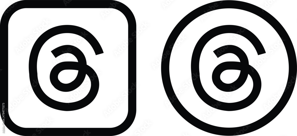 Threads mobile app icons set and logo on white background, vector ...