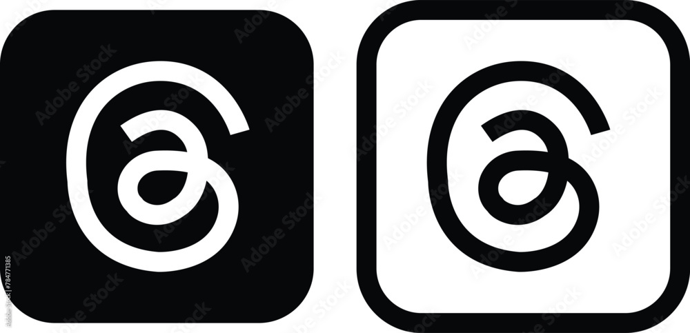 Threads mobile app icons set and logo on white background, vector ...