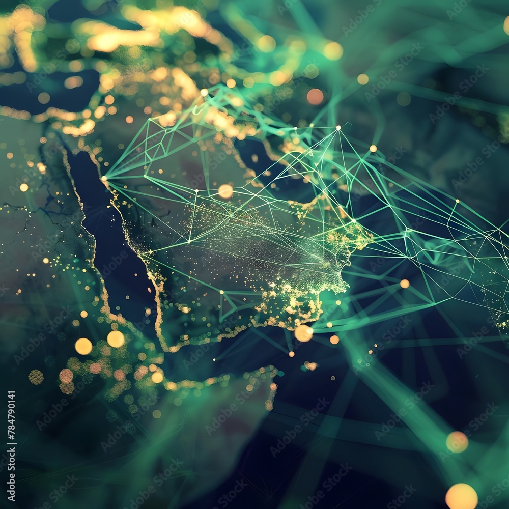 Abstract map of Saudi Arabia, Middle East, and North Africa ...