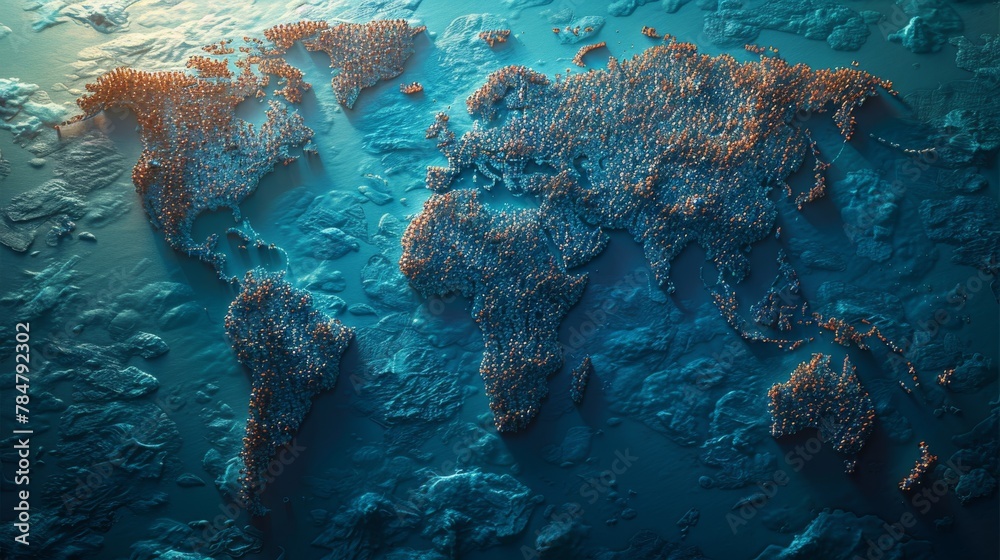 World crowd making a shape of earth's planet. Globalization, population ...