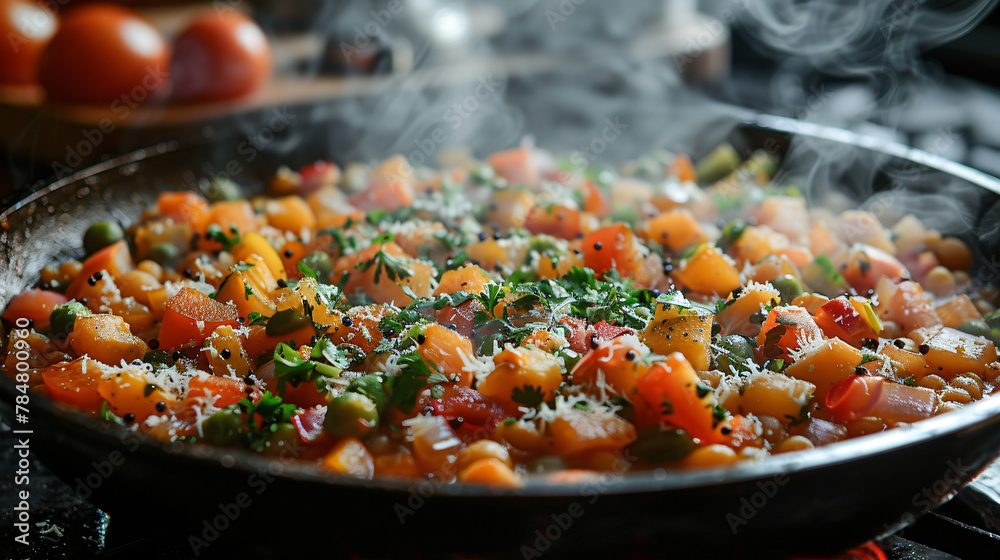 Thali dish of indian cuisine with chapatis Stock Photo | Adobe Stock