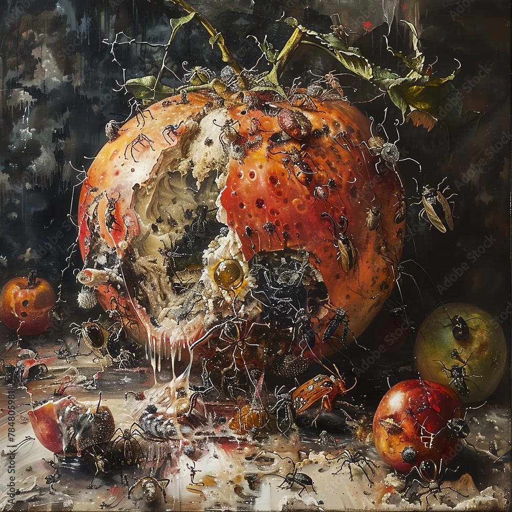 Capture the essence of disgust through a hyper-realistic oil painting ...