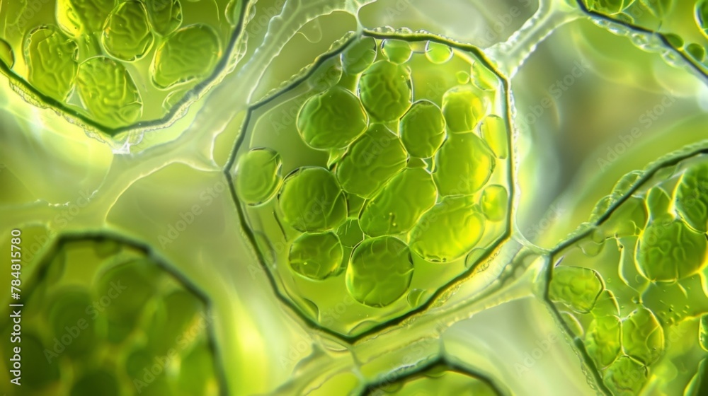 An upclose look at a plant cells chloroplasts which are responsible for ...