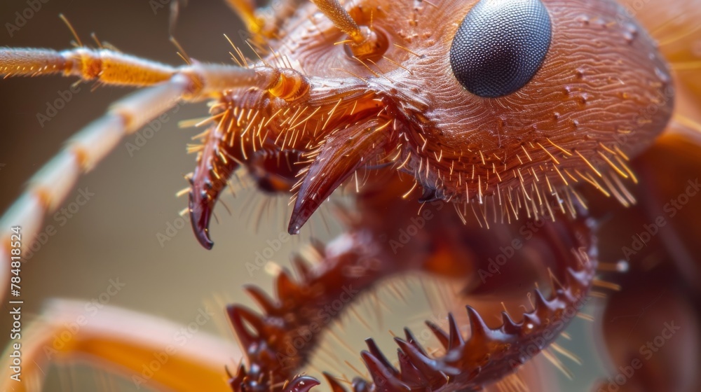 An extreme closeup of an ants mandible showing the sharp edges and ...