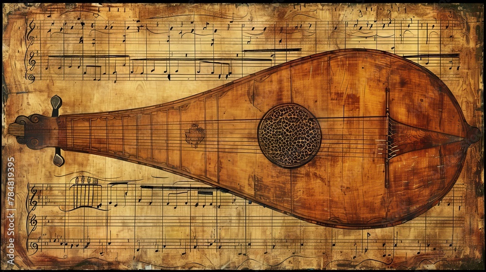 Poster A detailed depiction of Renaissance lute tablature, showcasing ...