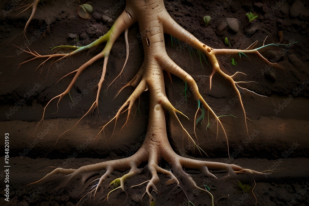 Foto de Botanical Close-up: Tree Roots in Soil, Revealing Underground Texture and Natural Growth ...