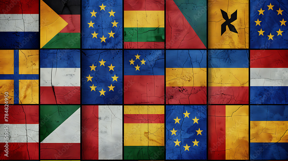 An image showcasing the flags of all 27 member countries of the ...