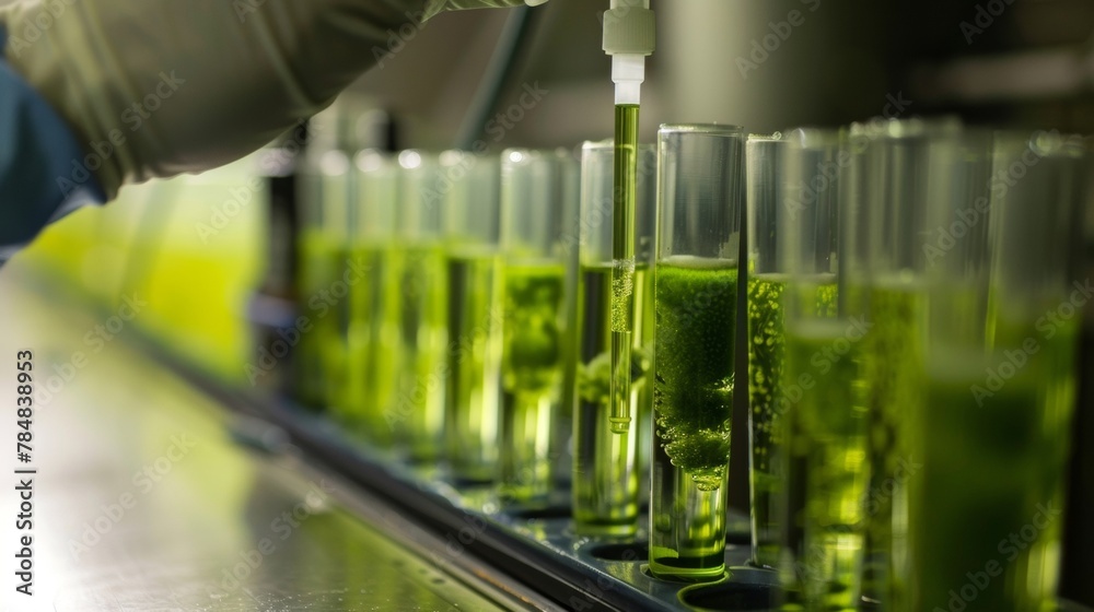 In a laboratory a technician extracts lipids from a test tube filled ...