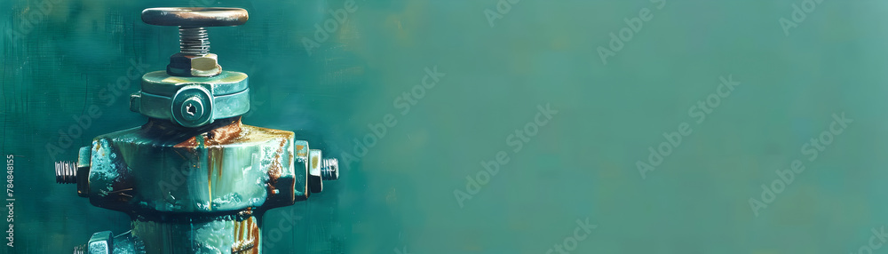 A weathered fire hydrant, coated in rust, stands alone against a lush ...