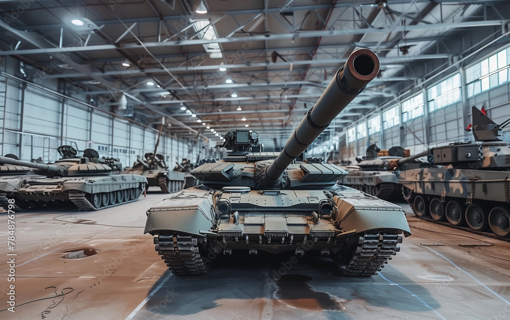 Military Hangar Packed With Combat Tanks, Armored Vehicles Prepared for ...