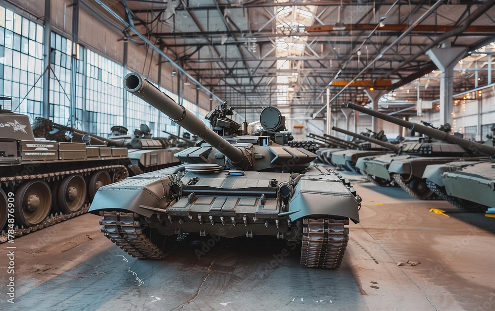 Military Hangar Packed With Combat Tanks, Armored Vehicles Prepared for ...