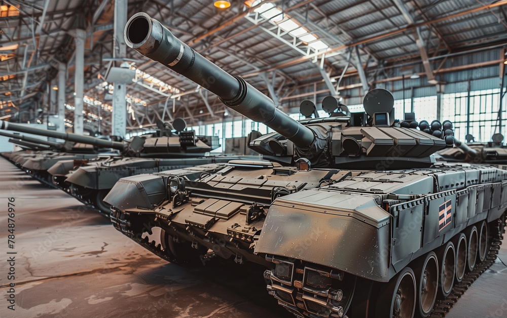 Military Hangar Packed With Combat Tanks, Armored Vehicles Prepared for ...