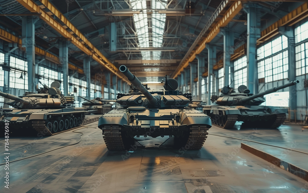 Military Hangar Packed With Combat Tanks, Armored Vehicles Prepared for ...