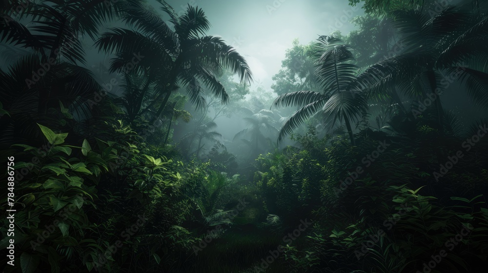 Enshrouded in Mystery: A Haunting Jungle Blanketed in Eerie Fog and ...