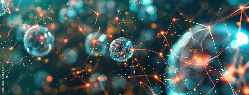 A sci-fi network of cells and futuristic alien bubbles. Neural ...