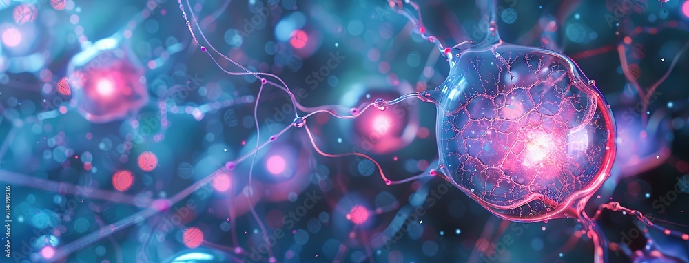 A sci-fi network of cells and futuristic alien bubbles. Neural ...