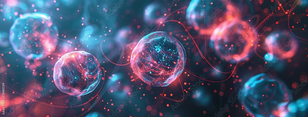 A sci-fi network of cells and futuristic alien bubbles. Neural ...