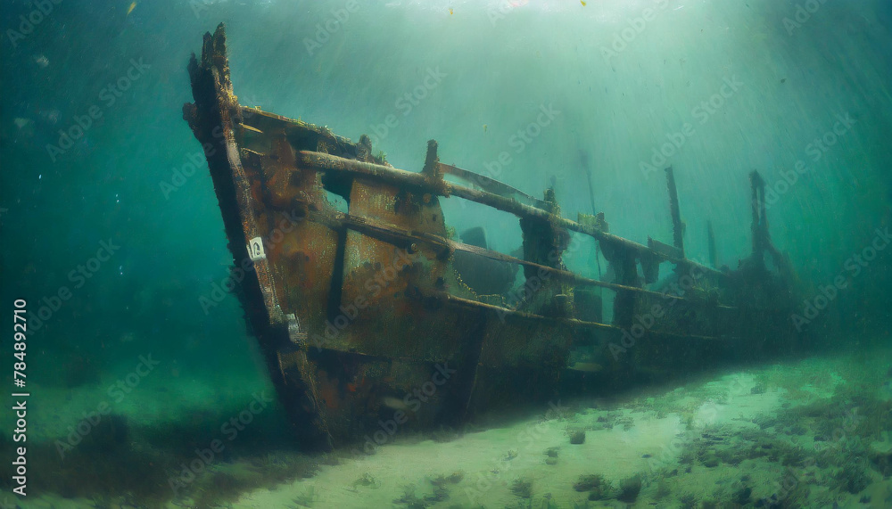 sunken ship, underwater, sea, rust, old, metal, iron, battered, brown ...