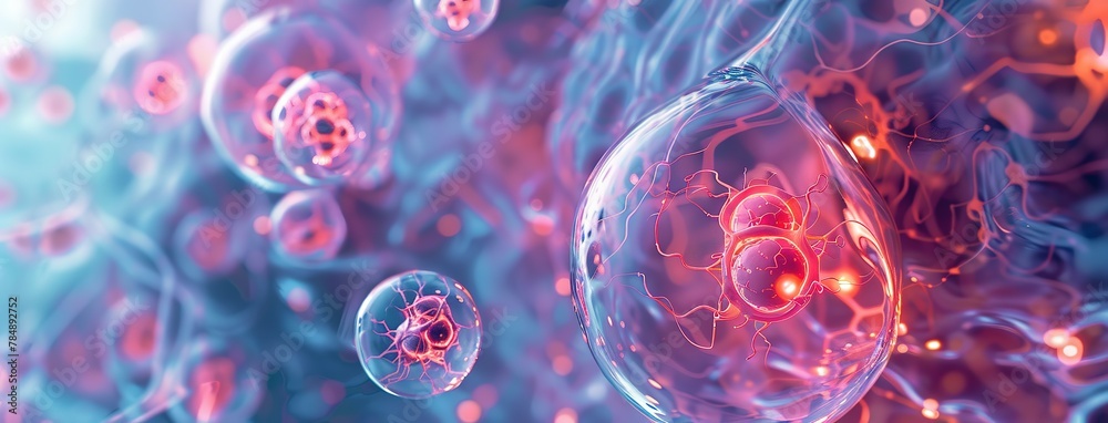 A sci-fi network of cells and futuristic alien bubbles. Neural ...