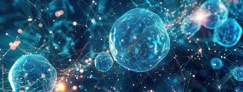 A sci-fi network of cells and futuristic alien bubbles. Neural ...