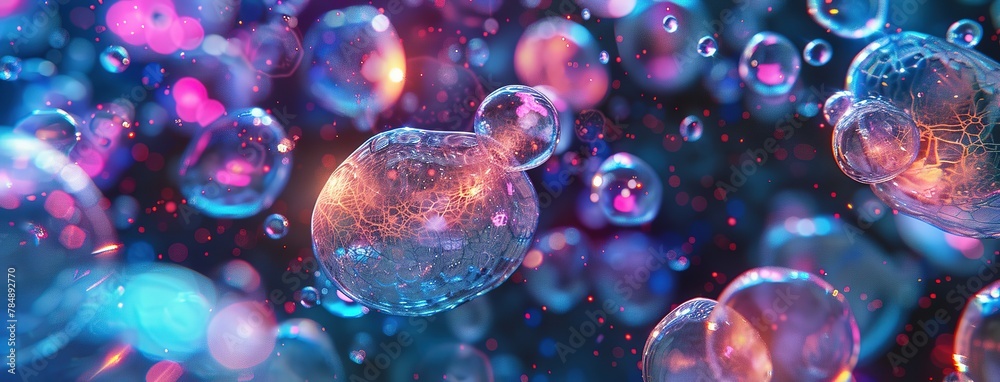A sci-fi network of cells and futuristic alien bubbles. Neural ...