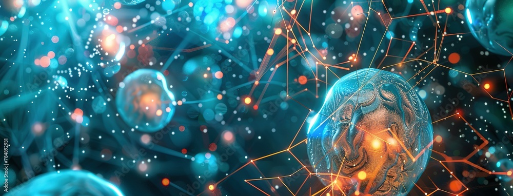 A sci-fi network of cells and futuristic alien bubbles. Neural ...