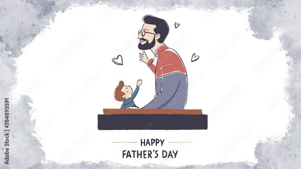 happy father 's day Video animation template. Drawing design. Can add ...