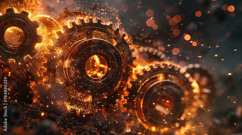The synergy of the rotating gears triggered sparks, indicating a ...