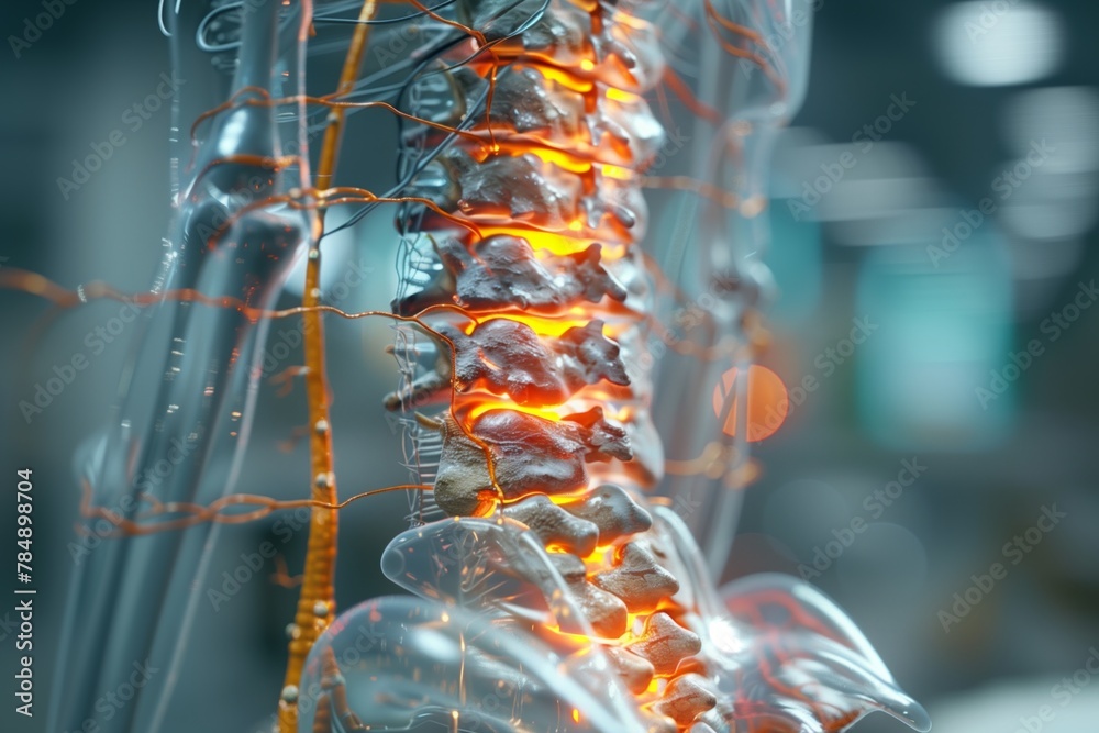Poster, Foto Spine lower back with spinal cord source of pain diagram ...