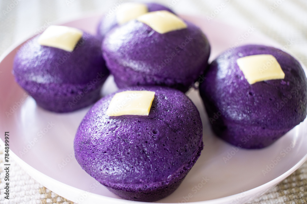 Ube Puto is a delicious Filipino steamed rice cake purple yam usually ...