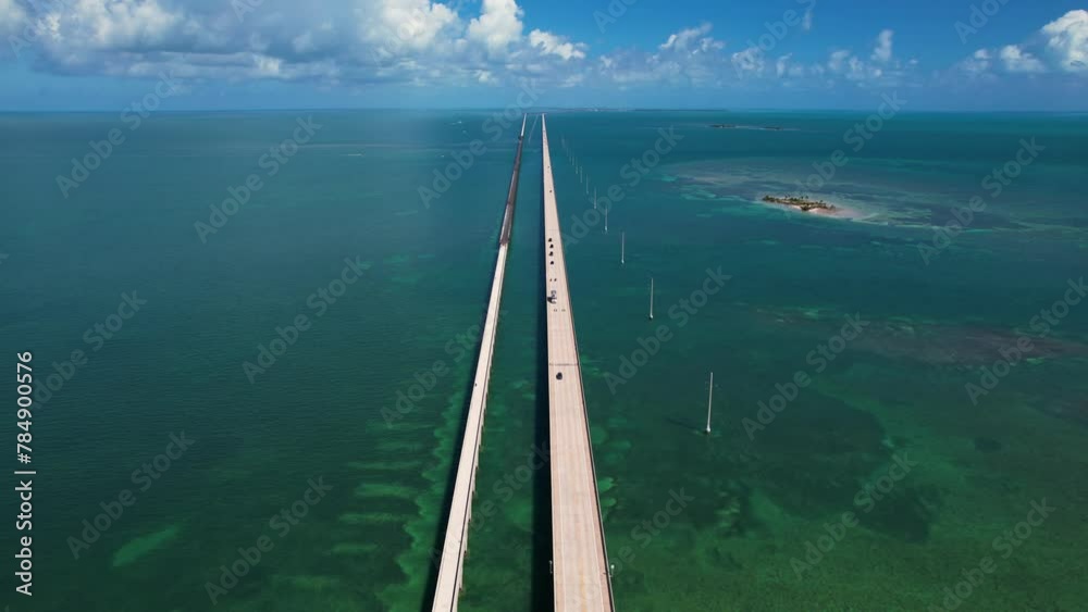 Vidéo Stock Drone Epic Bridge Over Ocean in the Florida Keys. Aerial ...