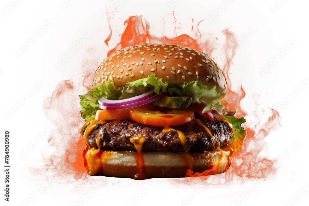 PNG Burger fire burning burger Stock Photo | Adobe Stock