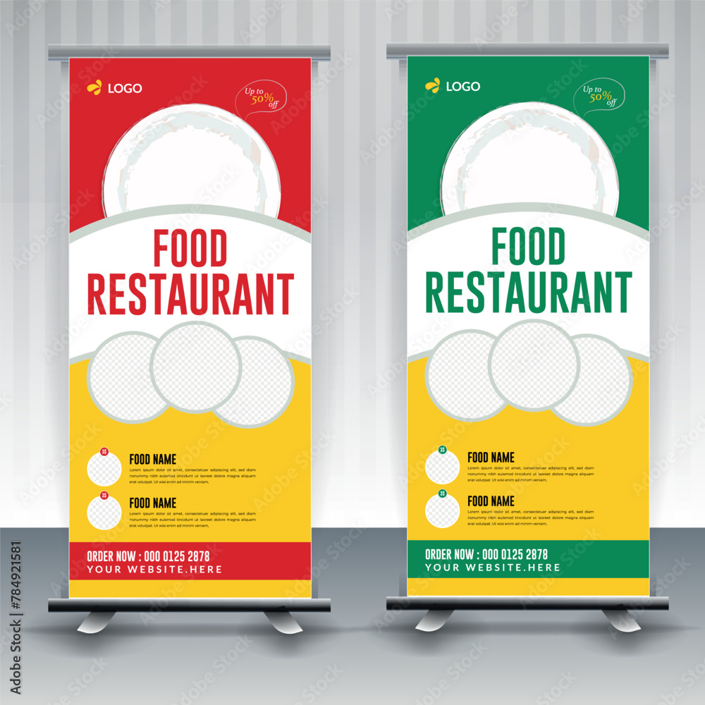 Fast Food Roll Up Banner Design Template cooking, cafe and restaurant ...