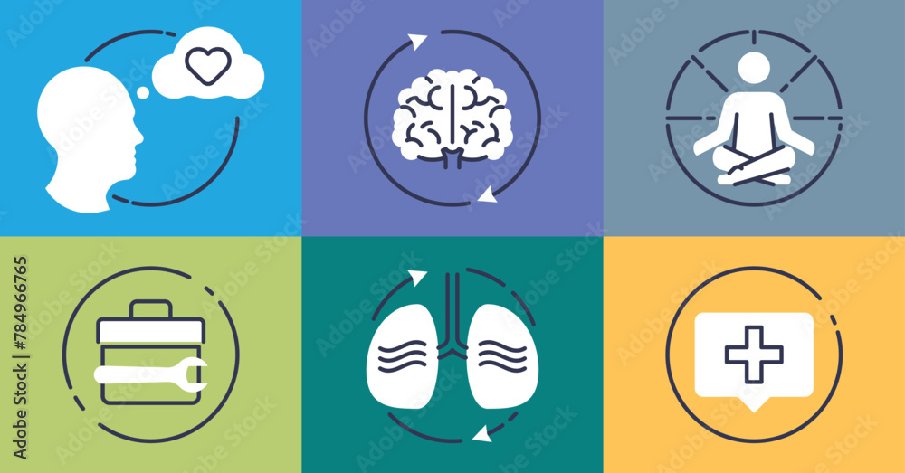 Emotional regulation and mental feelings control grid outline concept ...