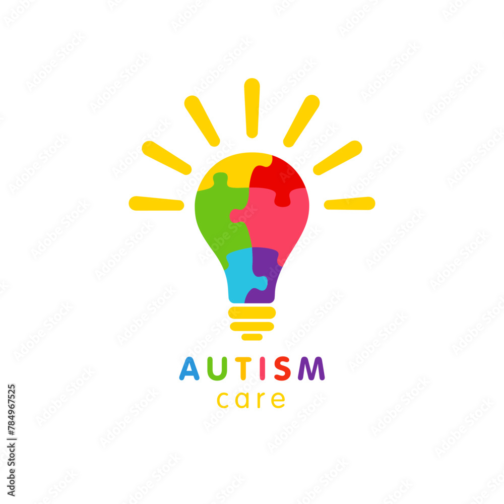 School logo concept. Brainstorm symbol. Educational icon. Colorful lamp ...