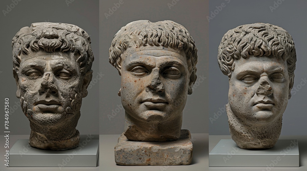 Classical ancient marble gypsum stoic, roman, greek bust, busts head ...