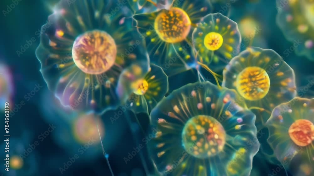 A detailed image of a plankton bloom its vibrant colors and intricate ...