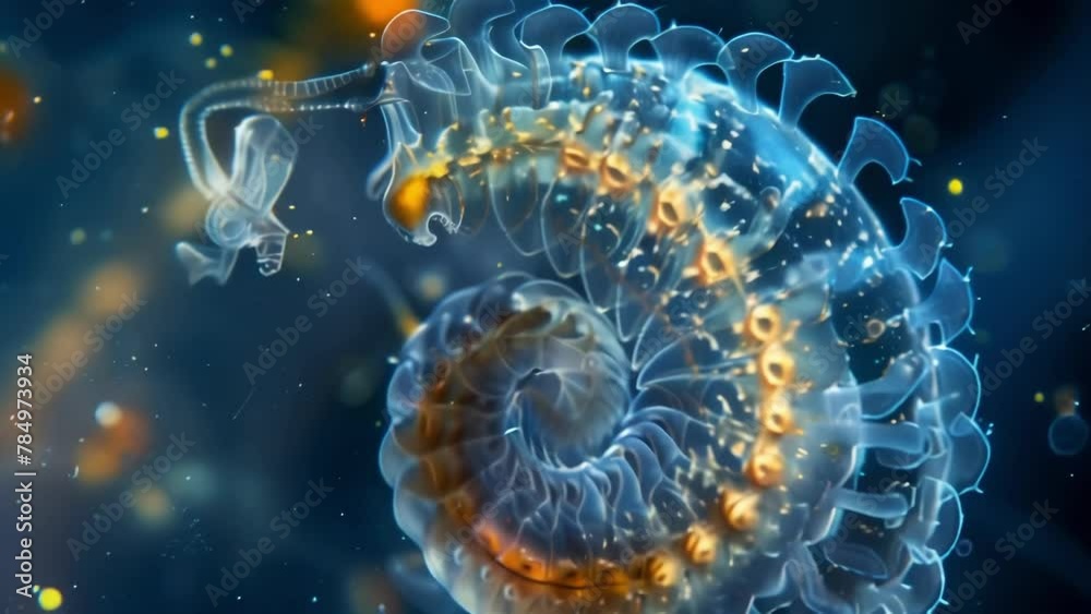 A microscopic image of a rotifers digestive system showing the ...