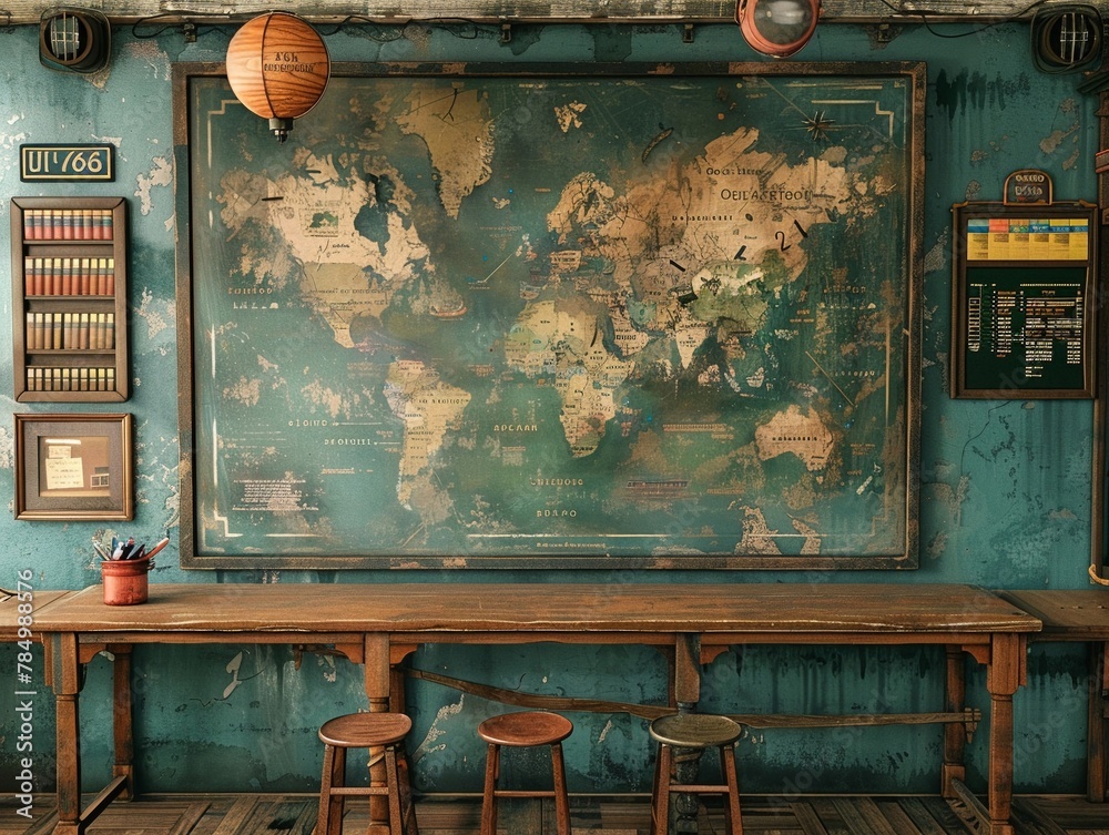 Retro verb conjugation chart, language learning in a classic classroom ...