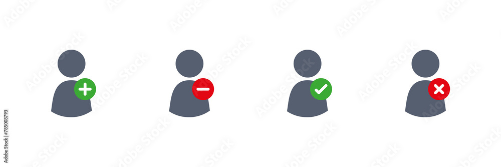 Account user icon profile default avatar icon set with plus, minus ...