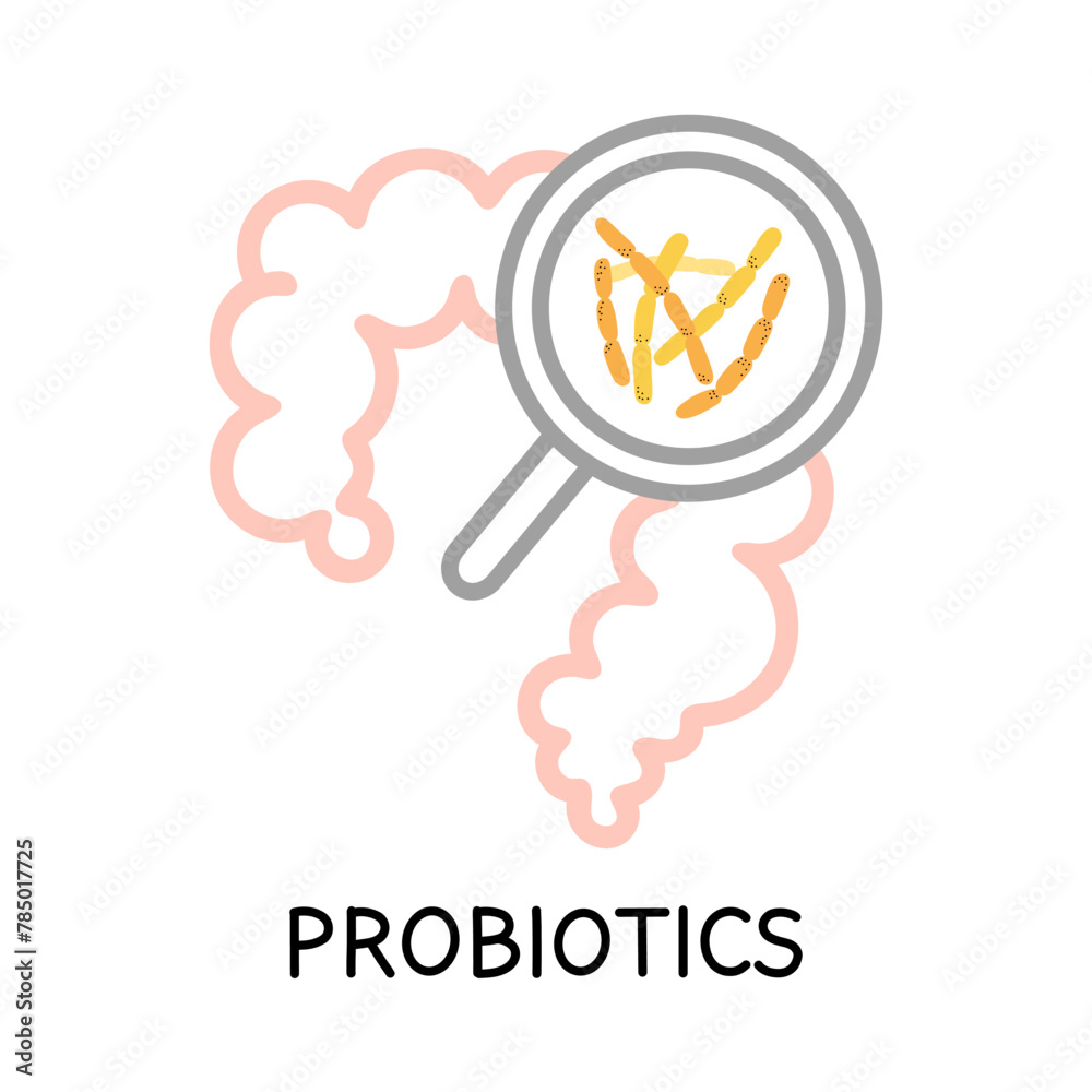 Intestines and Probiotics. Different colorful microbiome and microbiota ...