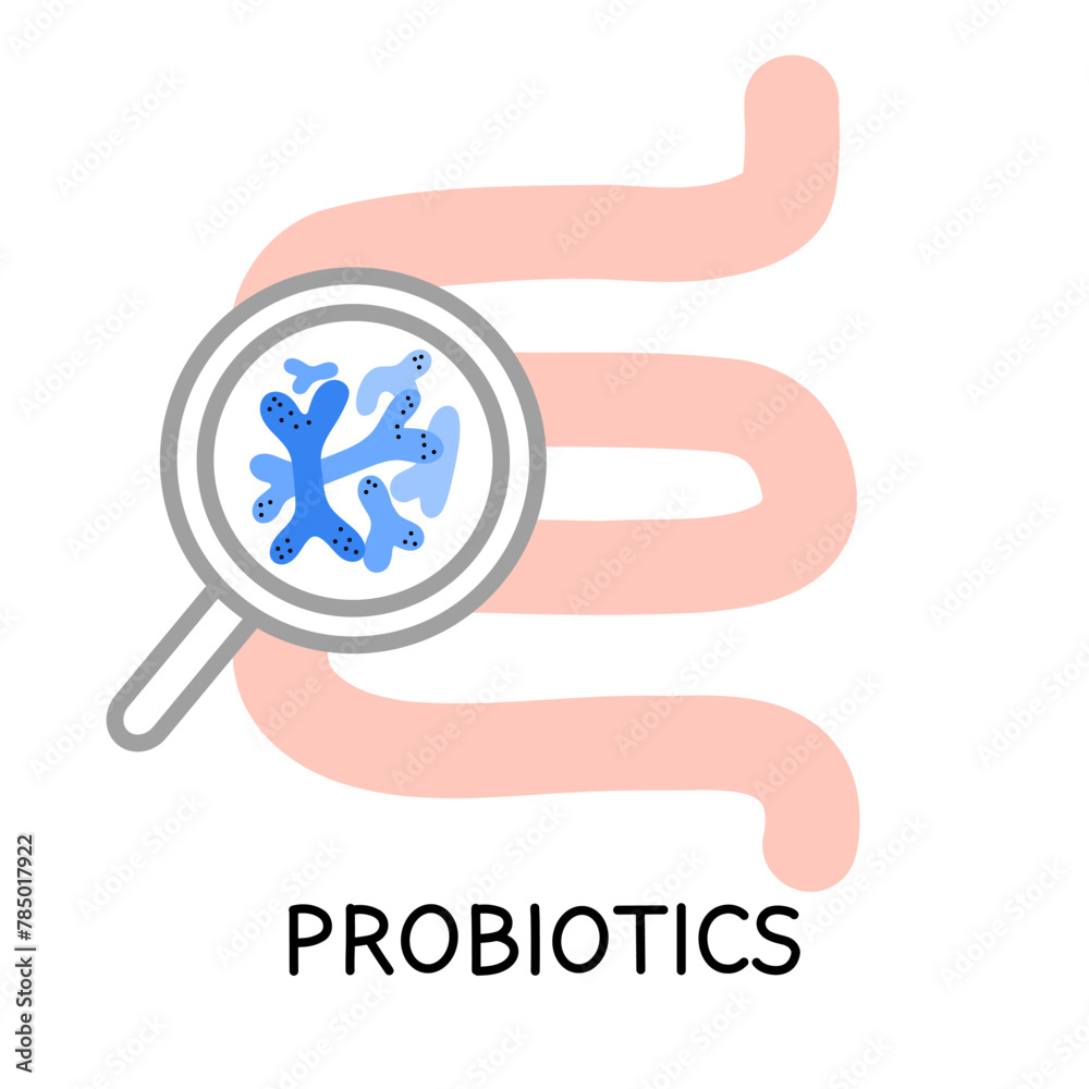 Intestines and Probiotics. Different colorful microbiome and microbiota ...
