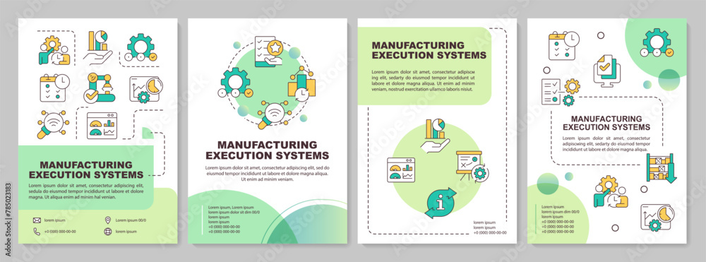 MES systems benefits green circle brochure template. Leaflet design ...