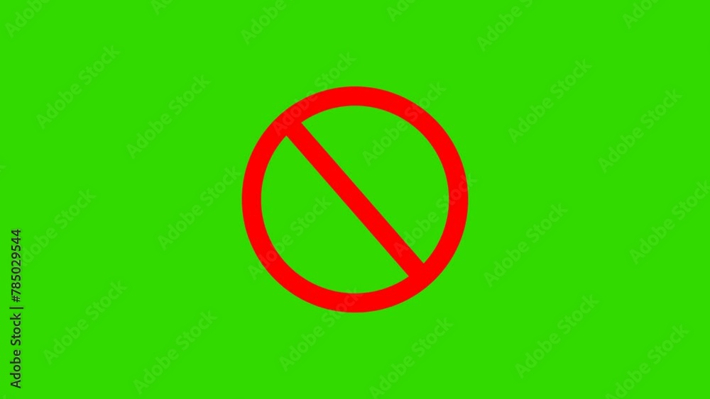 Red prohibited sign appear and disappear video, Red and gray crossed ...