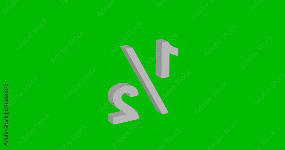 Animation of rotation of a white half fraction symbol with shadow ...
