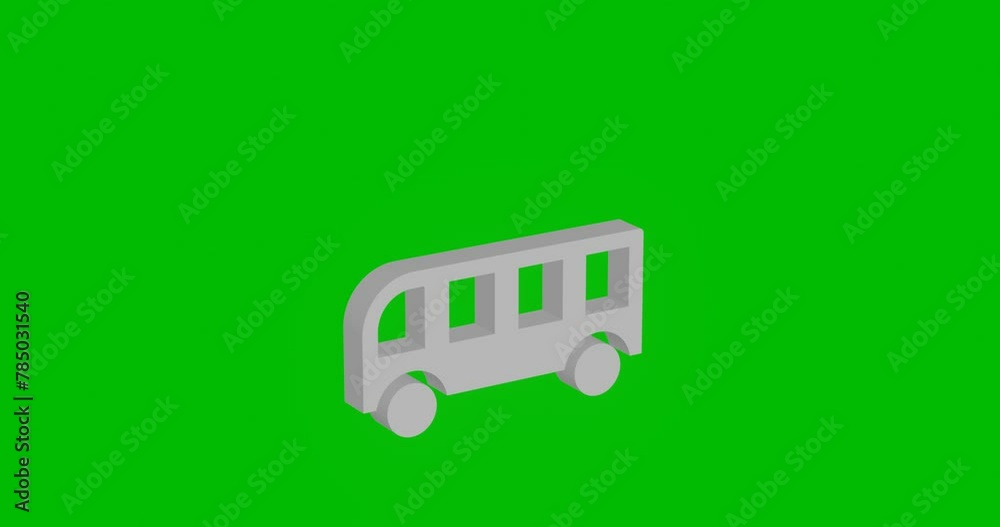 Animation of rotation of a white bus symbol with shadow. Simple and ...