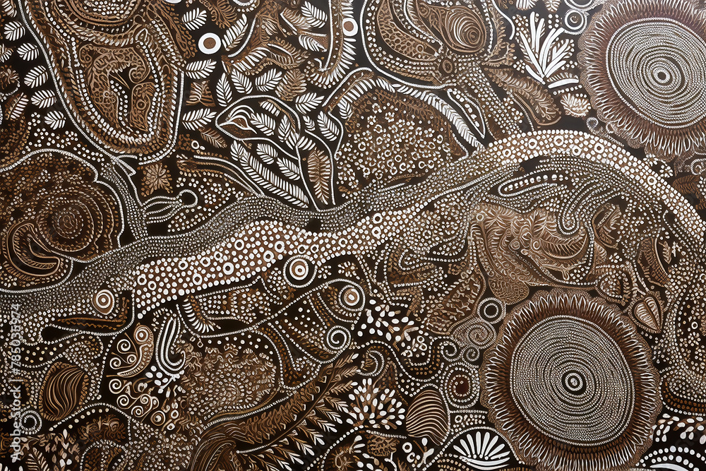 Australian Aboriginal dot painting style art dreamtime story of bush ...