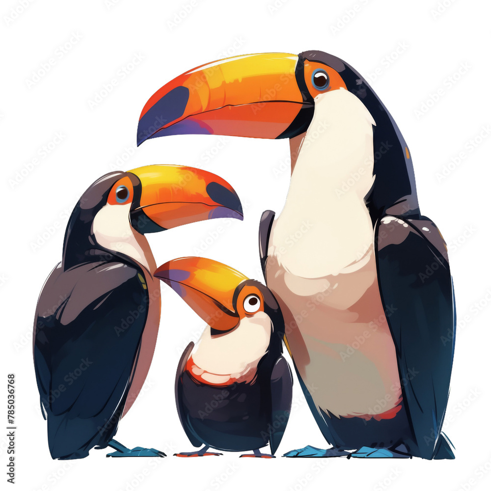 Toucan cartoon family of wild animals. Children's picture for ...