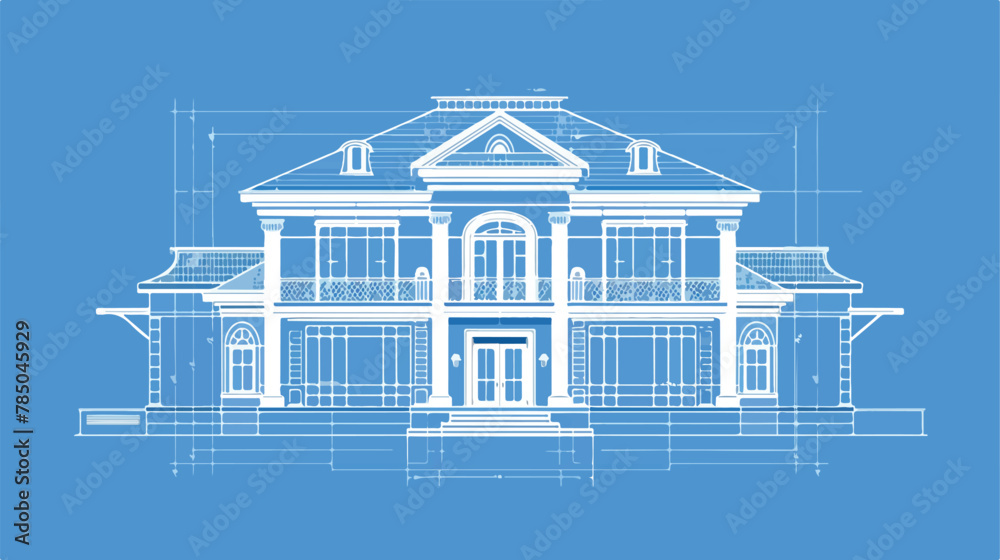 Architect floor plan blueprint of georgian architectur Stock Vector ...